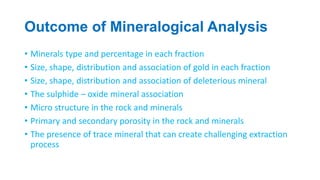 Geometallurgy study to define effective gold extraction | PDF