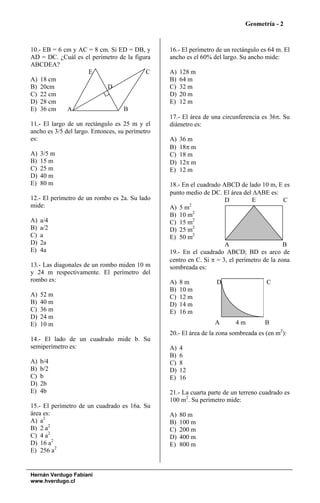 Geometria area perimetro | PDF
