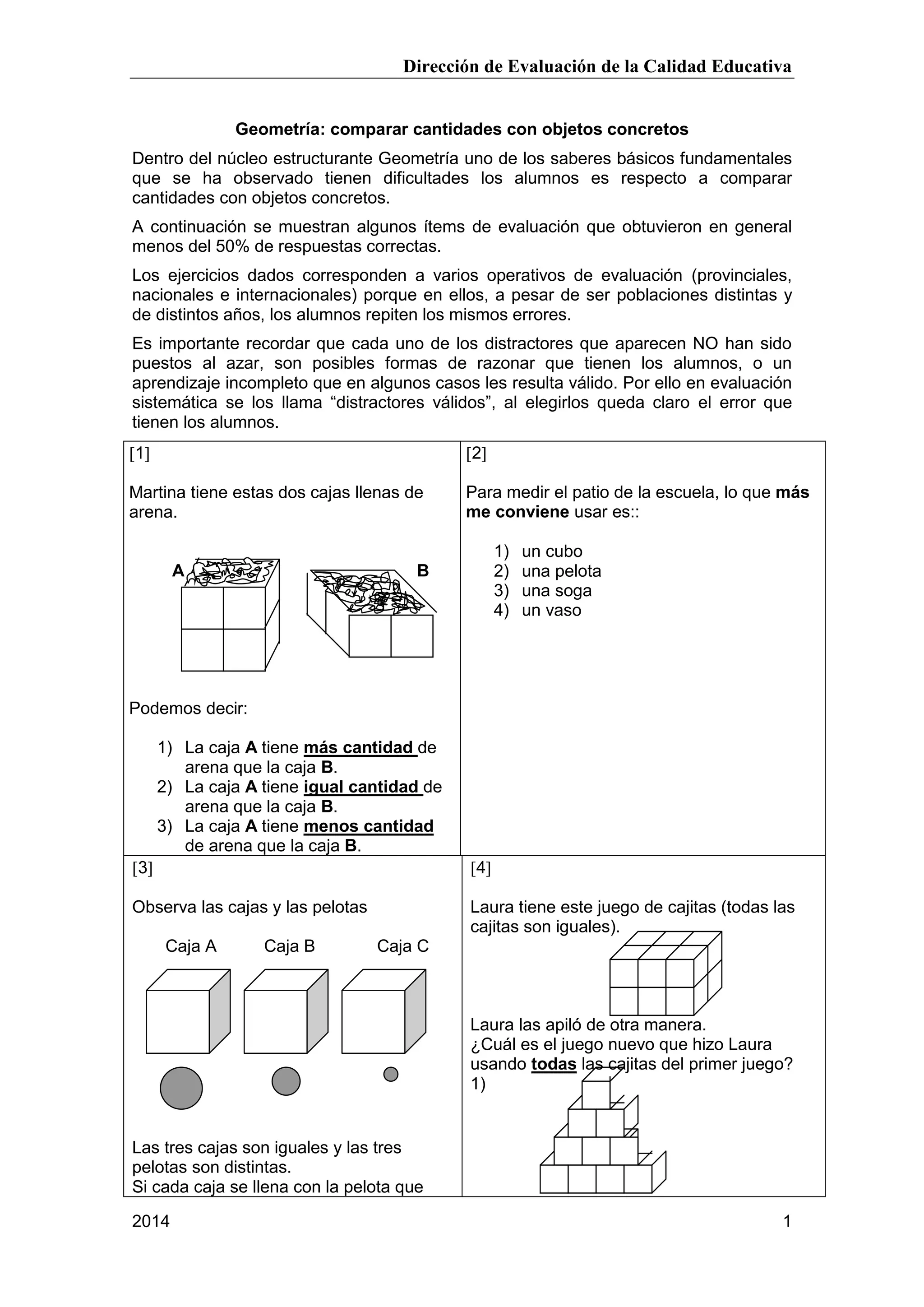 Geometria comparar cantidades con objetos concretos | PDF