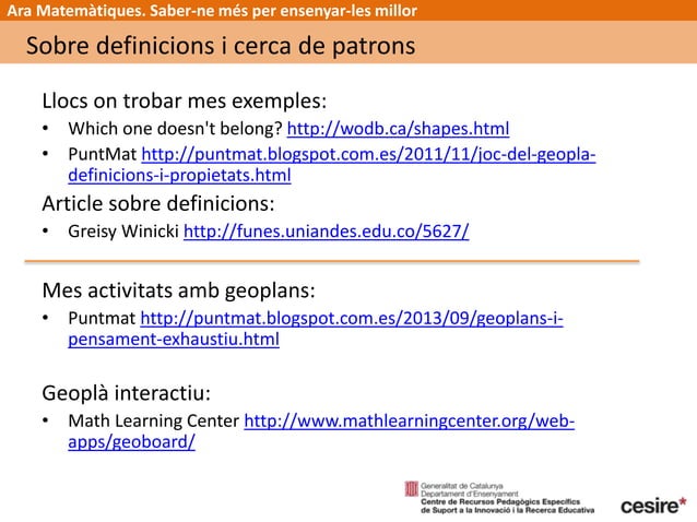 AraMat- Mòdul 1. Sessió 3. Geometria plana. Per saber-ne mes | PPTX