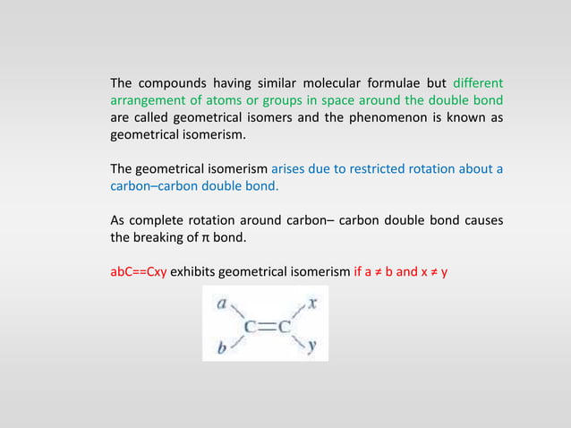 Stereochemistry part 3 Geometrical isomerism | PPT