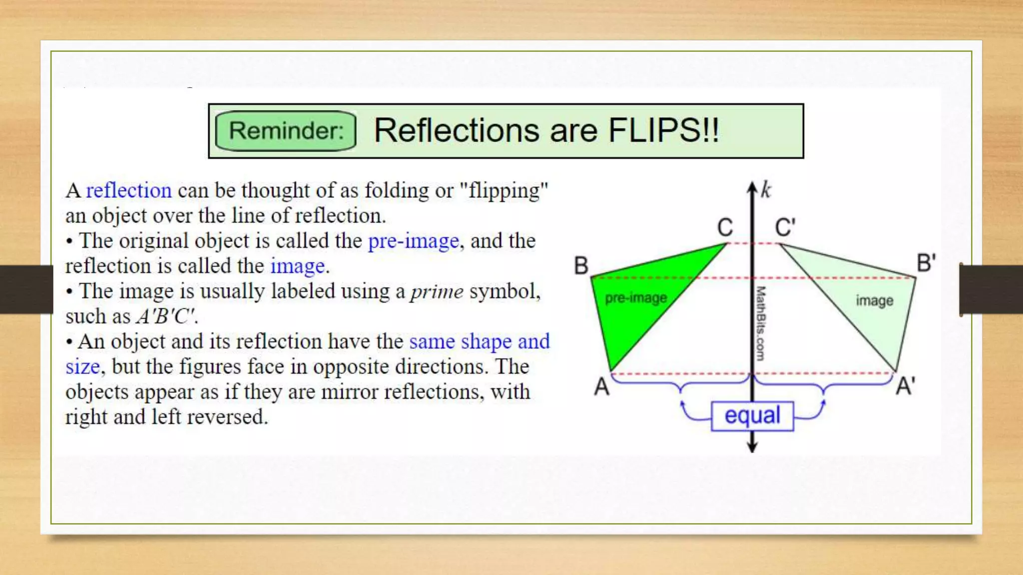 Geometrical transformation reflections | PPTX
