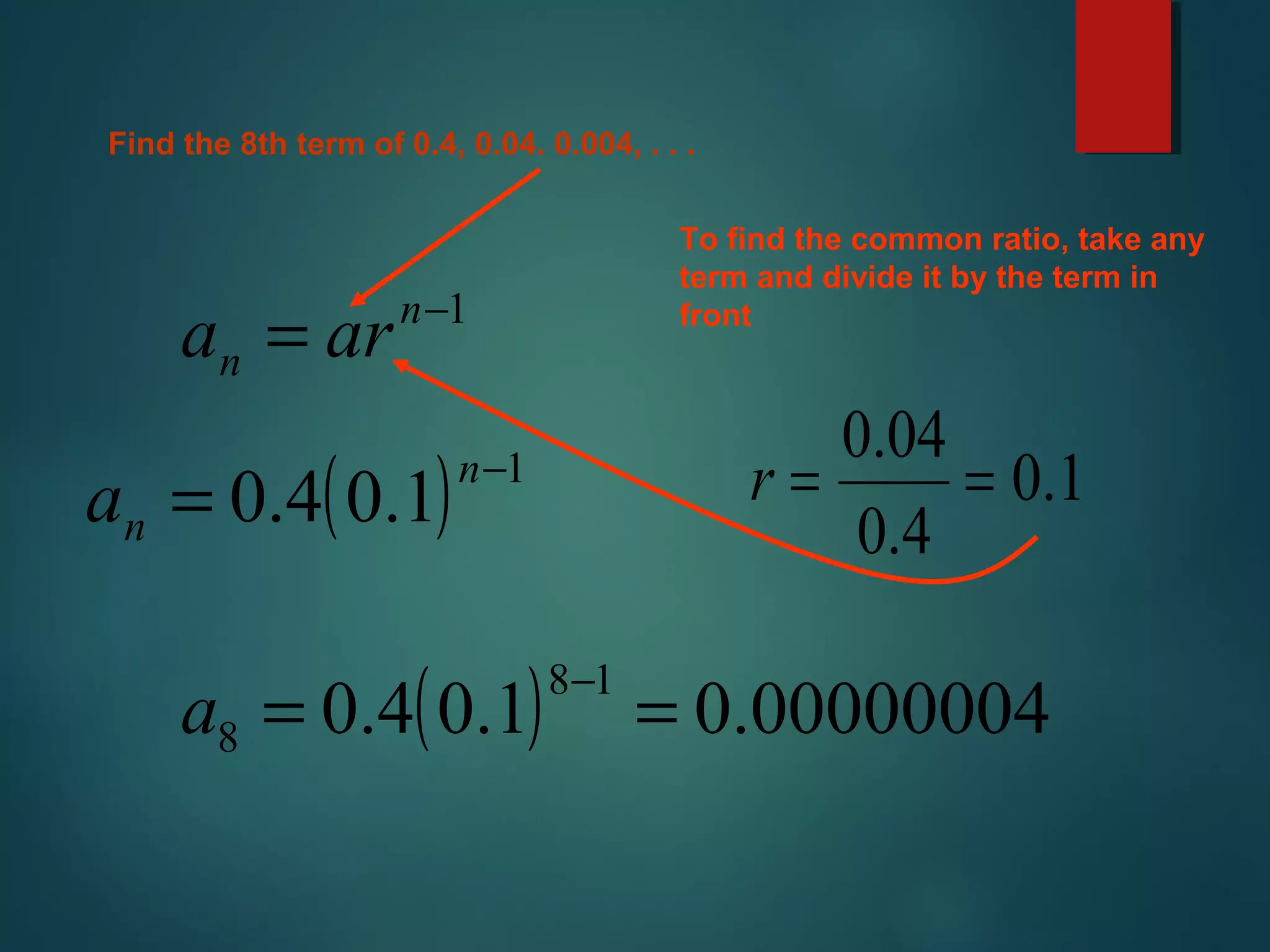 Geometric and arithmatics sequence | PPT