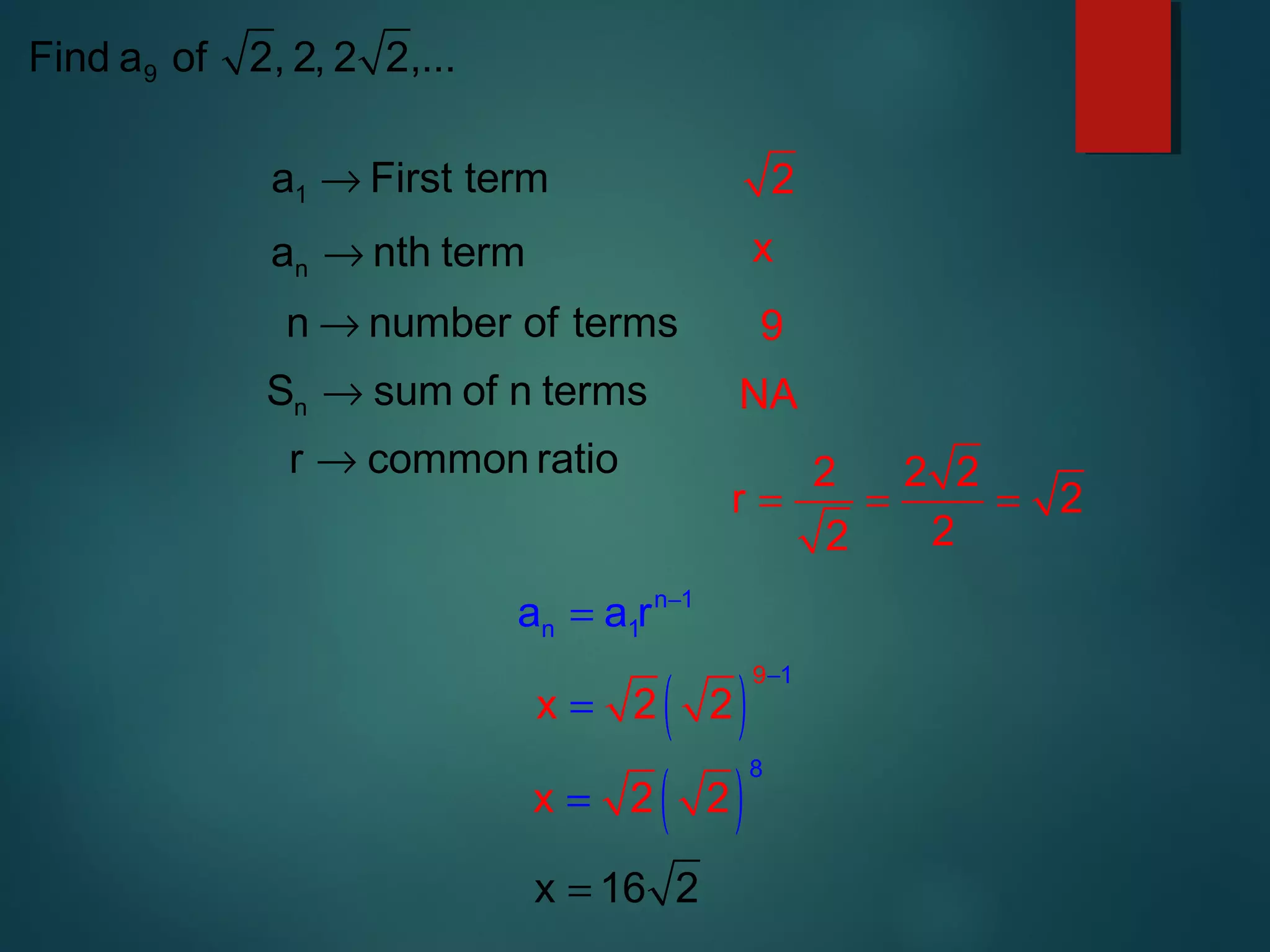 Geometric and arithmatics sequence | PPT
