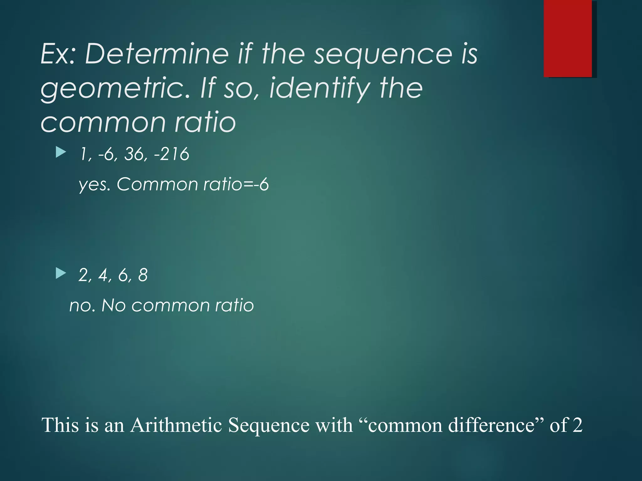 Geometric and arithmatics sequence | PPT