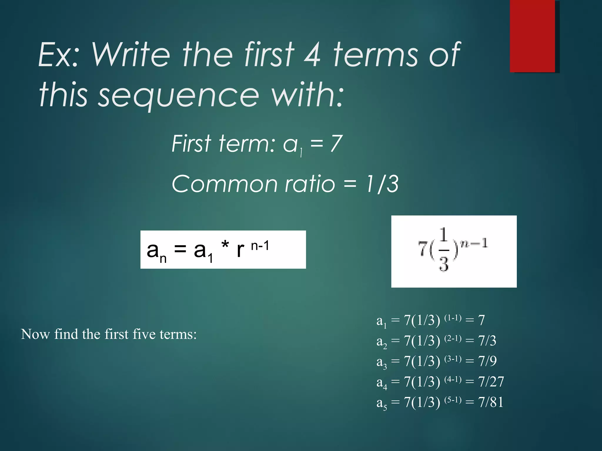Geometric and arithmatics sequence | PPT