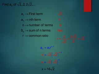 Geometric and arithmatics sequence | PPT