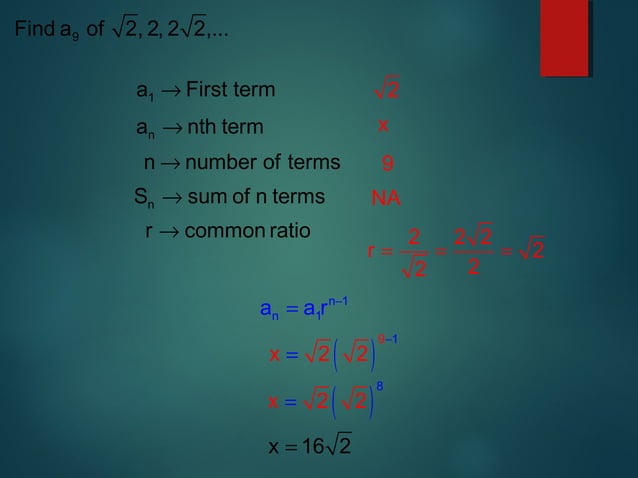 Geometric and arithmatics sequence | PPT