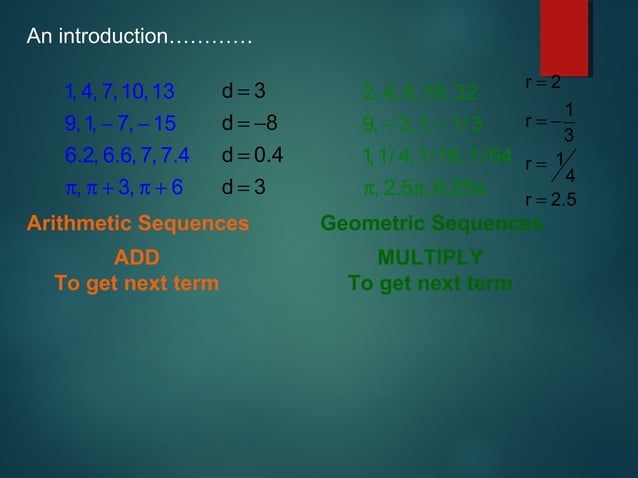 Geometric and arithmatics sequence | PPT