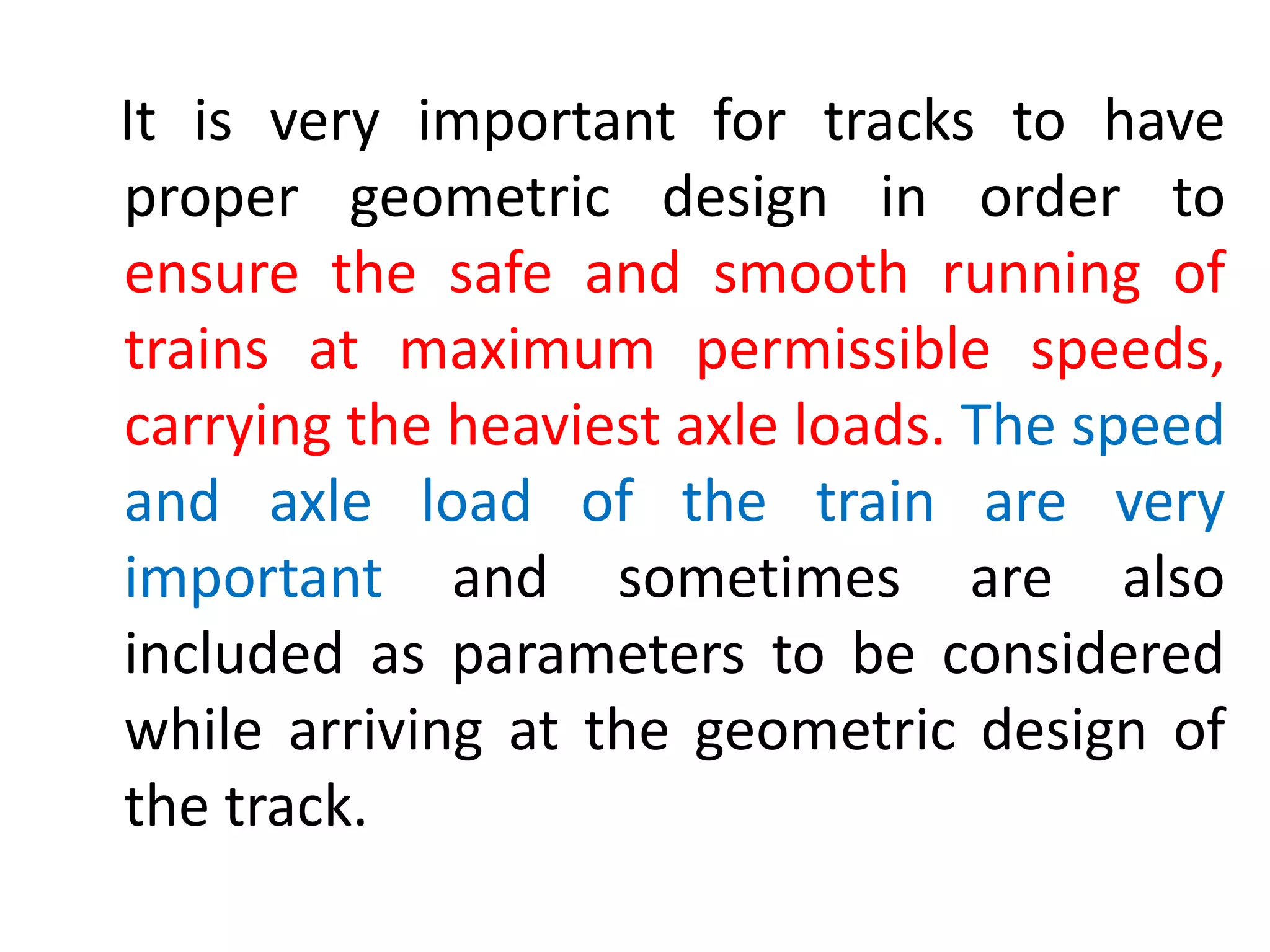 Railway Engineering - Geometric design of track | PPTX
