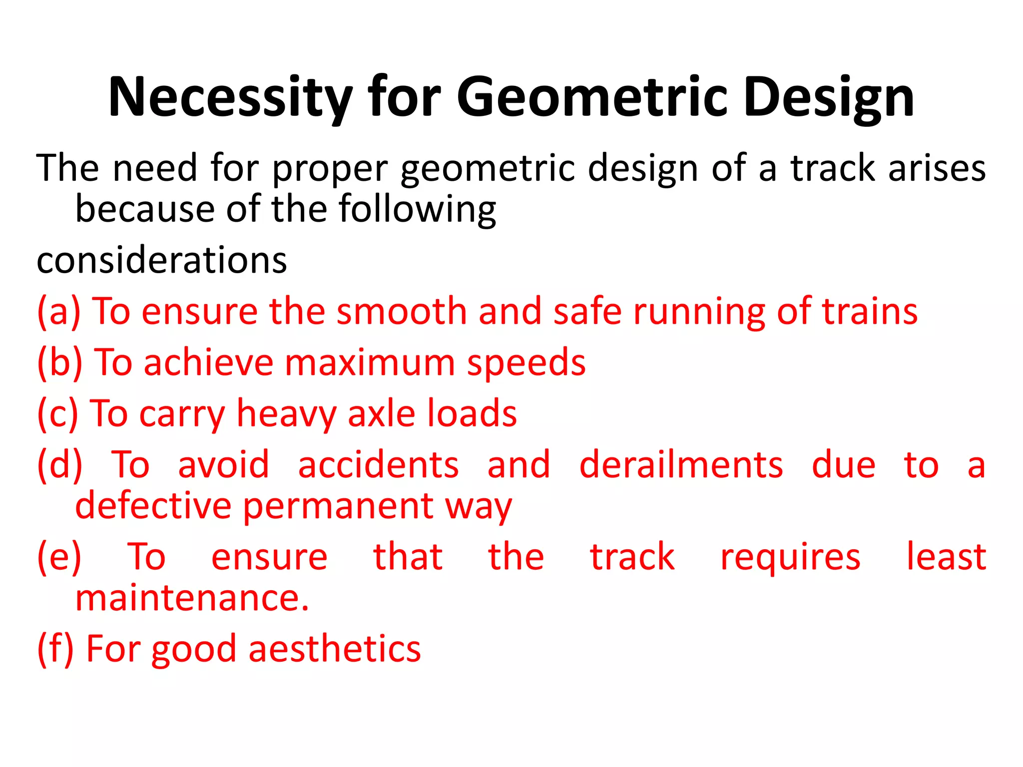 Railway Engineering - Geometric design of track | PPTX