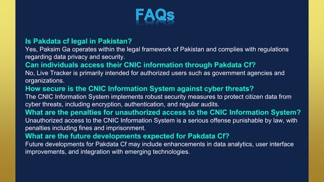 CNIC Information System with Pakdata Cf In Pakistan | PPT