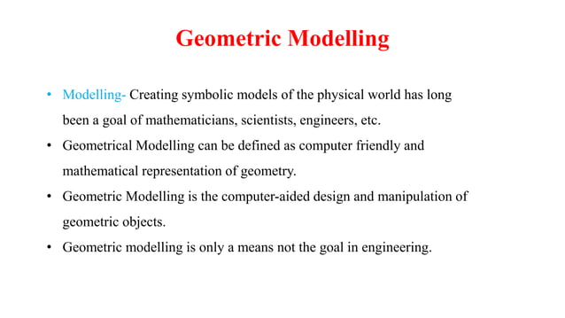 Geometric Modelling in Computer Aided Design.pptx | 3-D Graphics | Computer Software and ...