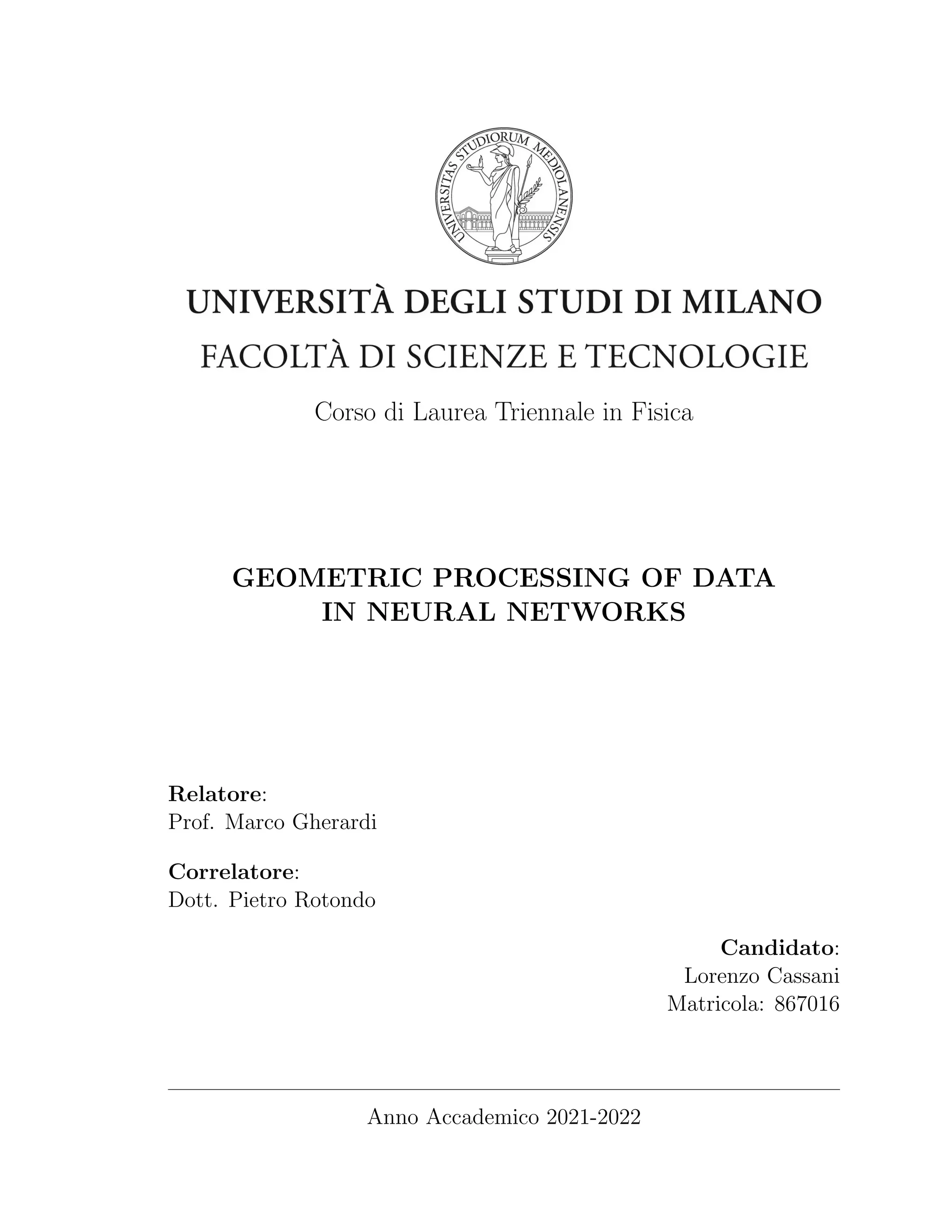 Geometric Processing of Data in Neural Networks | PDF