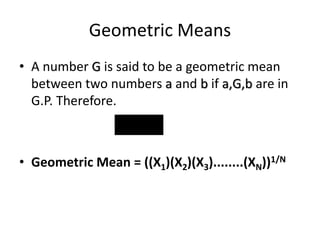 Geometric progression and geomatric mean | PPTX | Physics | Science