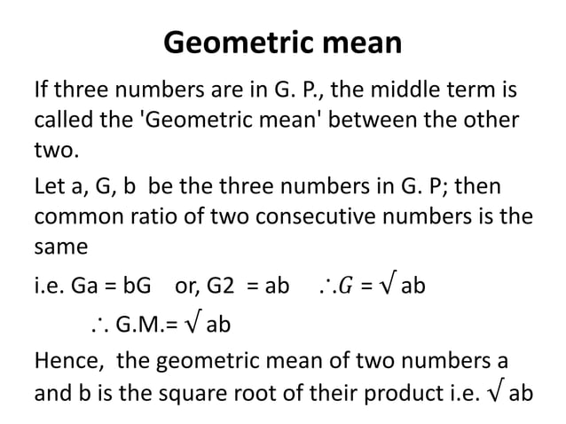 Geometric progression(g.p) | PPTX | Science
