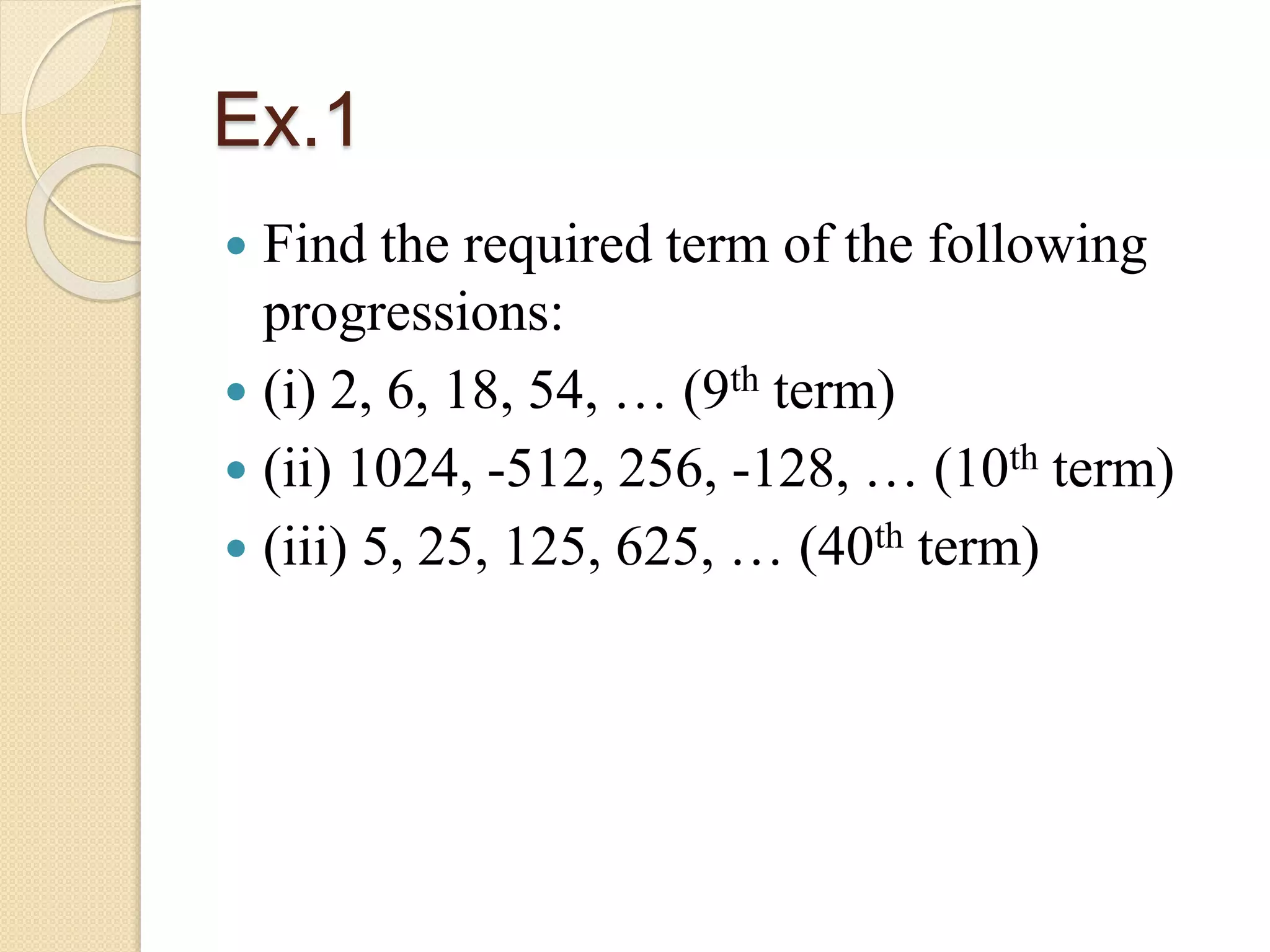 Geometric progressions | PPTX