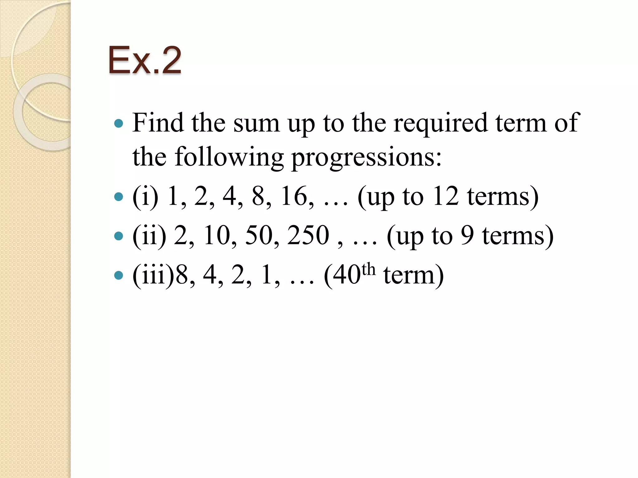 Geometric progressions | PPTX