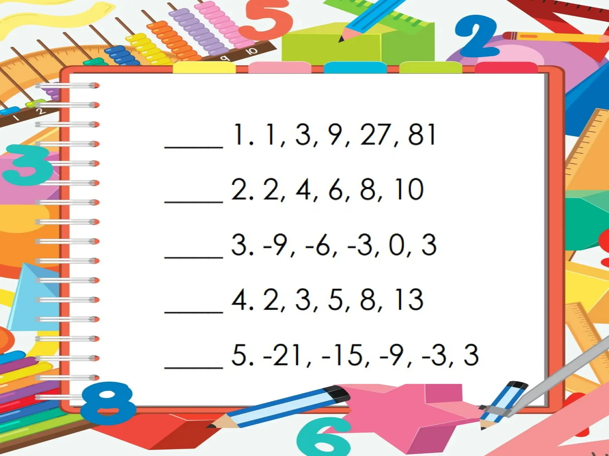 Geometric sequence problems sets and tasks | PPT