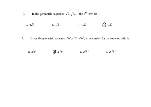 Geometric Sequence Answers | PDF