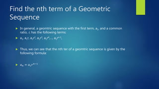 Geometric sequences and series | PPT