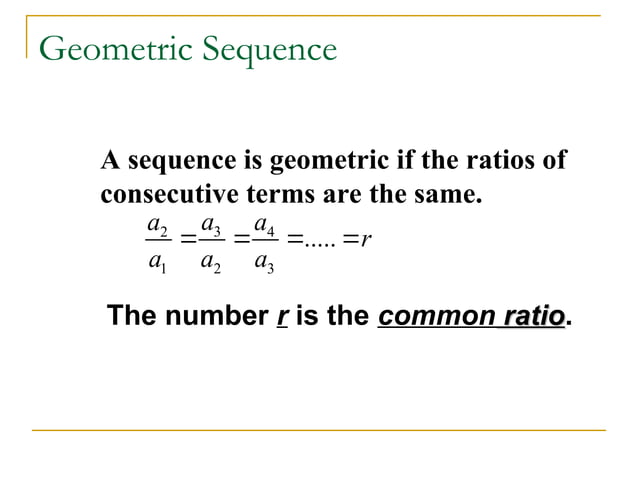 Geometric Sequences and Series for Grade 10 students .ppt | Physics ...