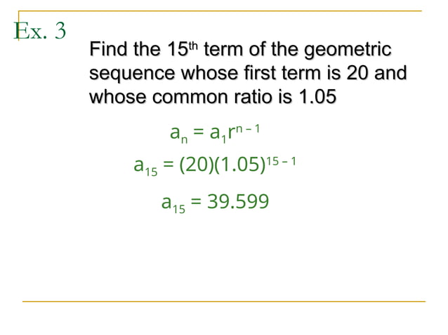 Geometric Sequences and Series for Grade 10 students .ppt | Physics ...