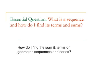 Geometric Sequences and Series and its applications | PPT