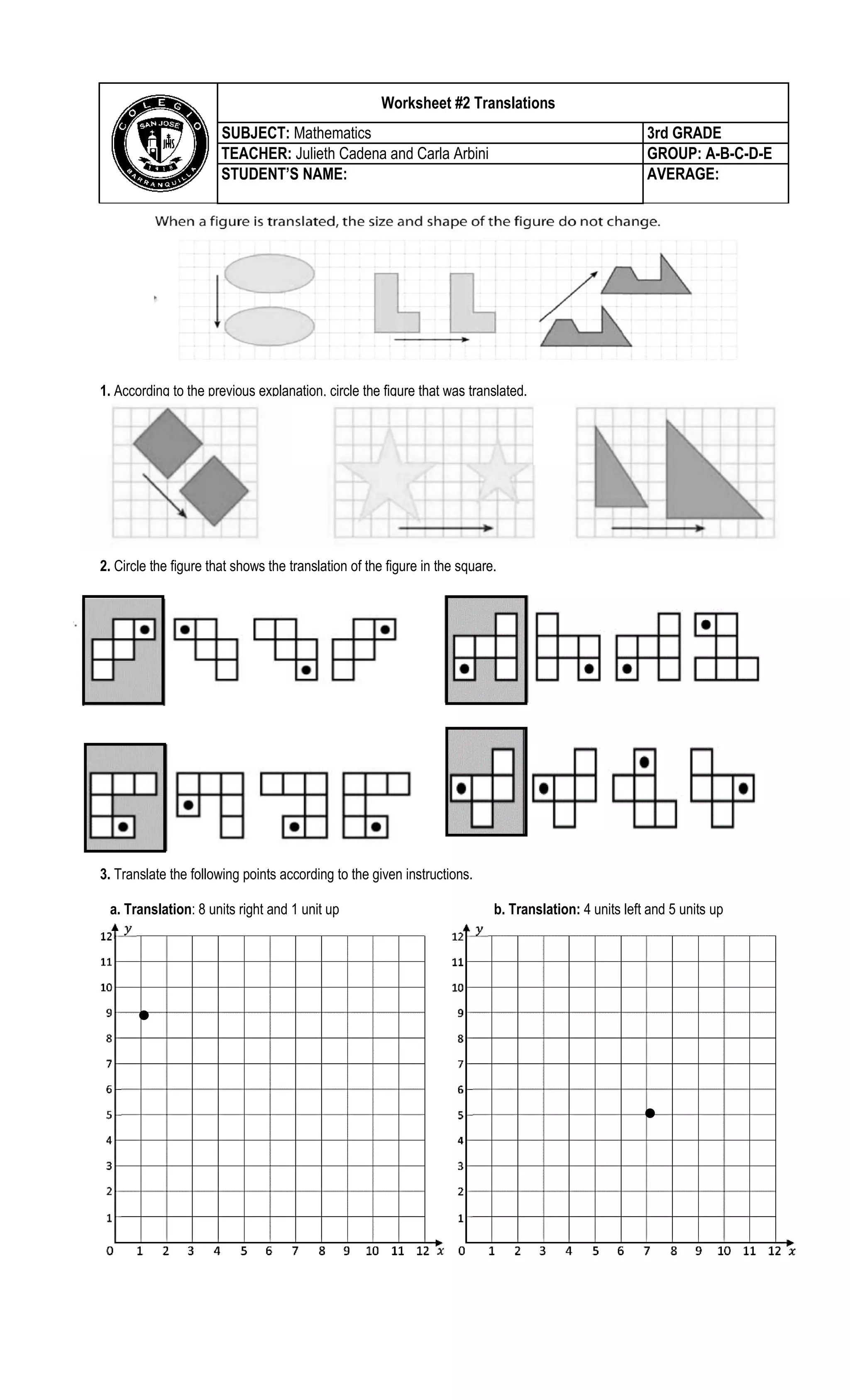 Translation worksheets | PDF