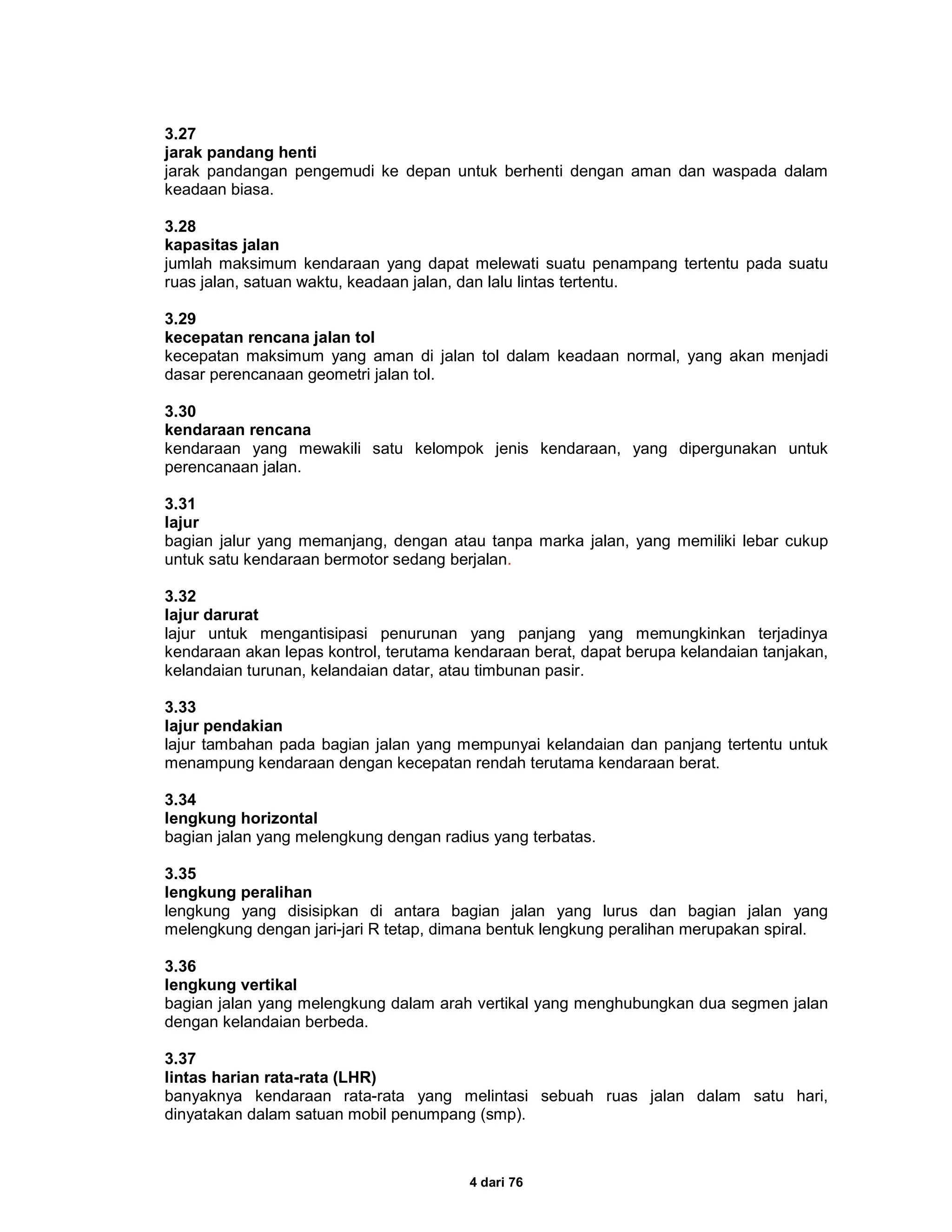 Geometri jalan bebas hambatan untuk jalan tol no 007 bm_2009 | PDF