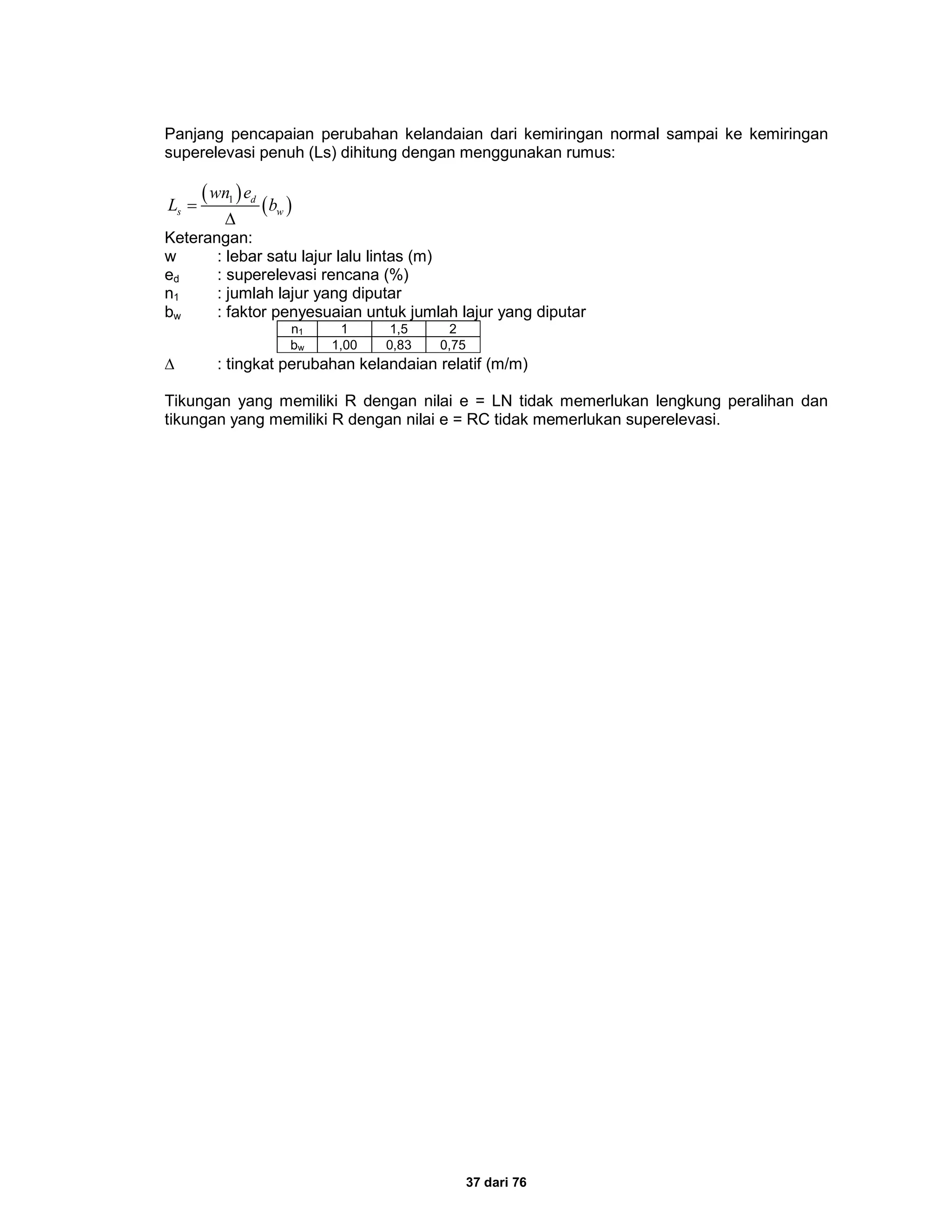 Geometri jalan bebas hambatan untuk jalan tol no 007 bm_2009 | PDF