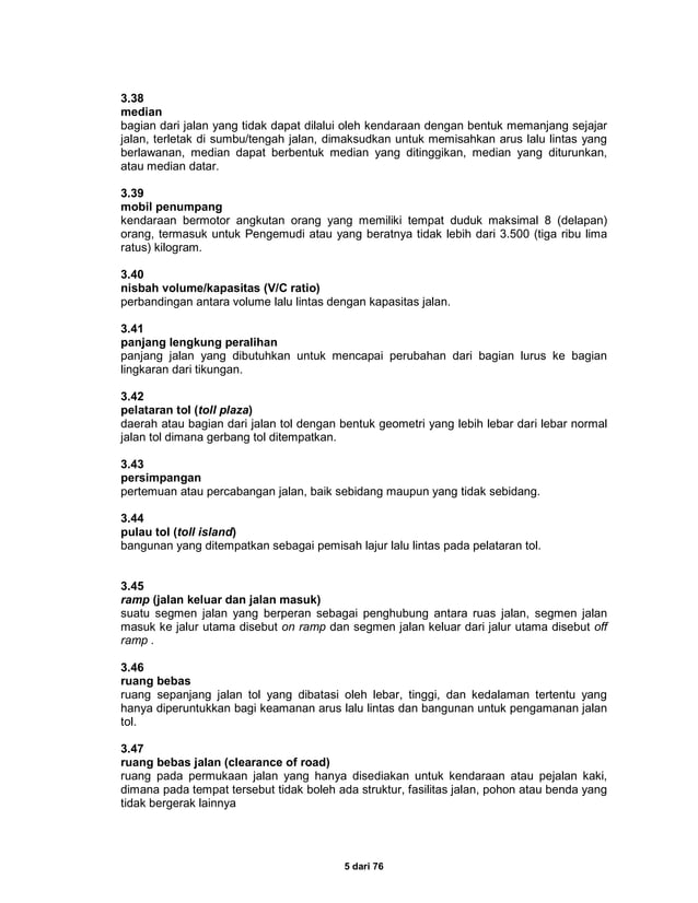 Geometri jalan bebas hambatan untuk jalan tol no 007 bm_2009 | PDF