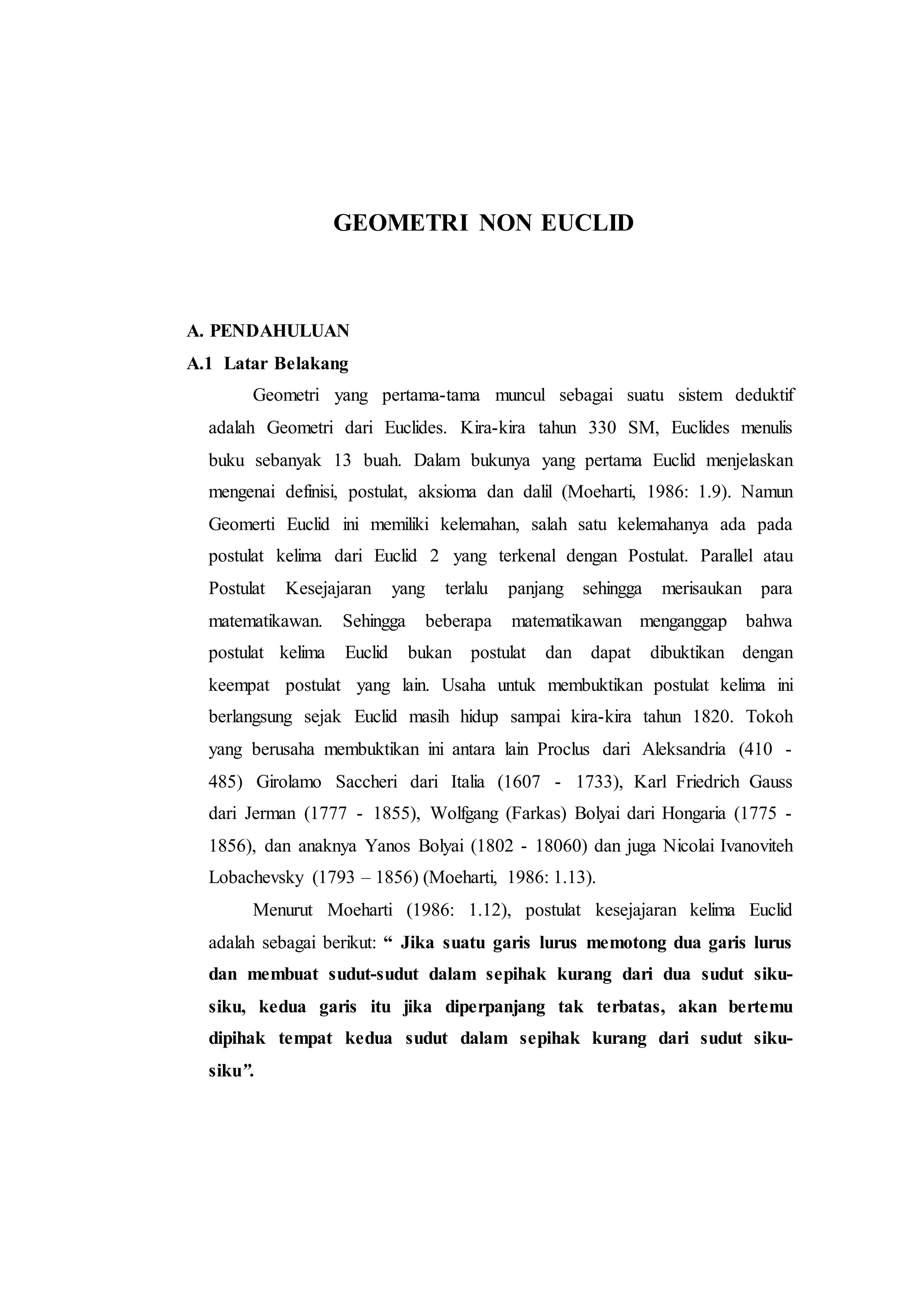 Sejarah Geometri non euclid | DOCX