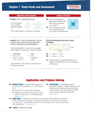 Geometry chapter 1 review pages from book | PDF