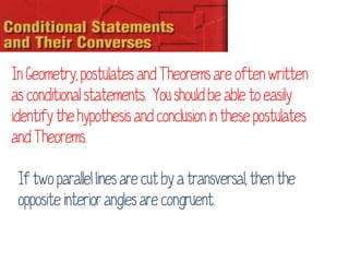 Geometry conditional statements and their converse | PPT