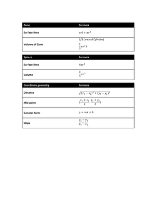 GMAT: Geometry Formulas | PDF