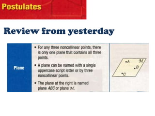 Geometry intro to postulates | PPTX