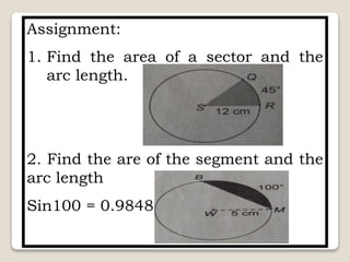 Geometry 11.6 Area of Circles Sectors and Segments.ppt