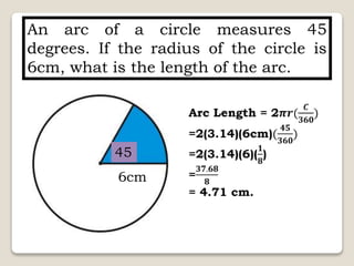 Geometry 11.6 Area of Circles Sectors and Segments.ppt