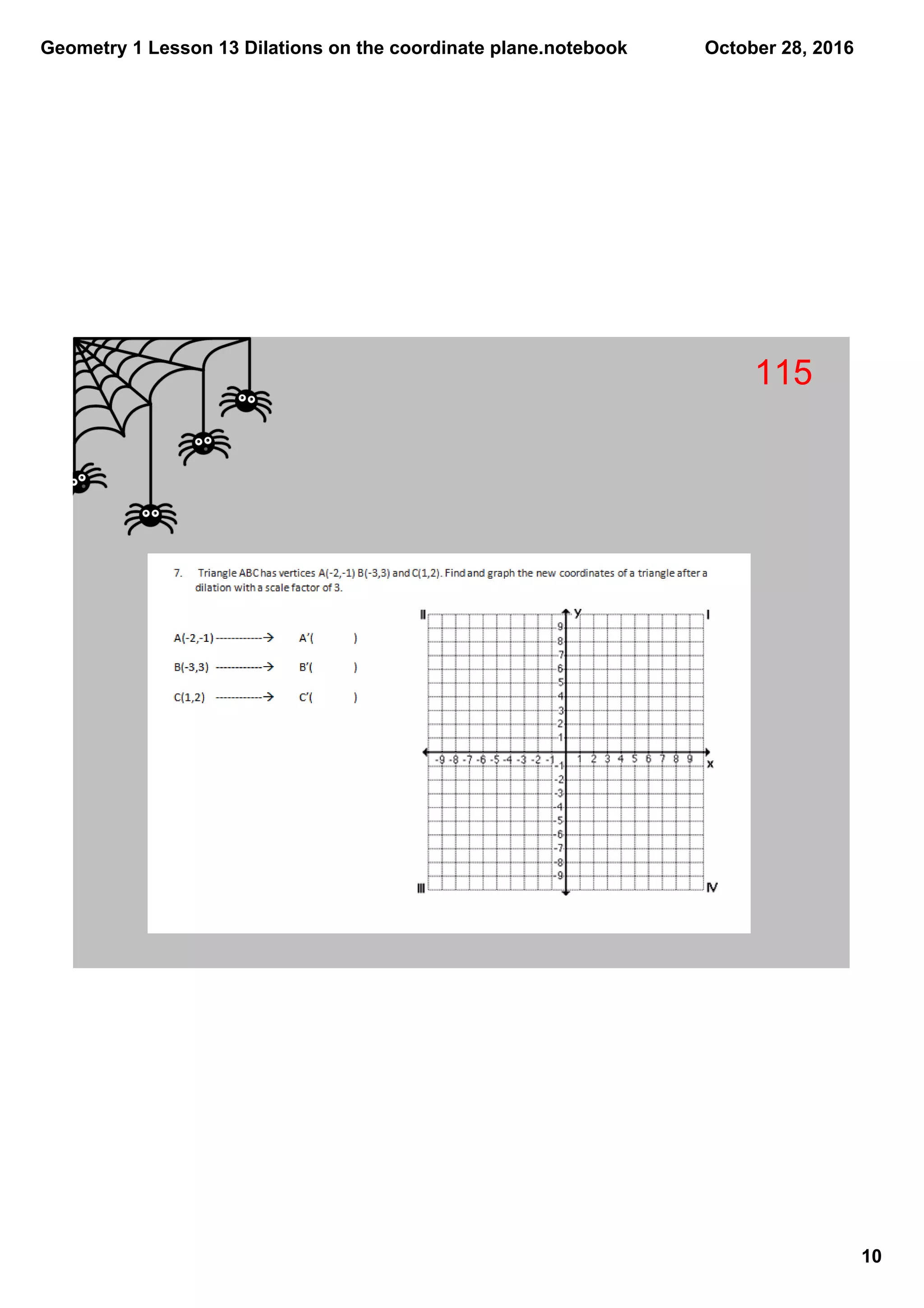 Geometry 1 lesson 13 dilations on the coordinate plane | PDF