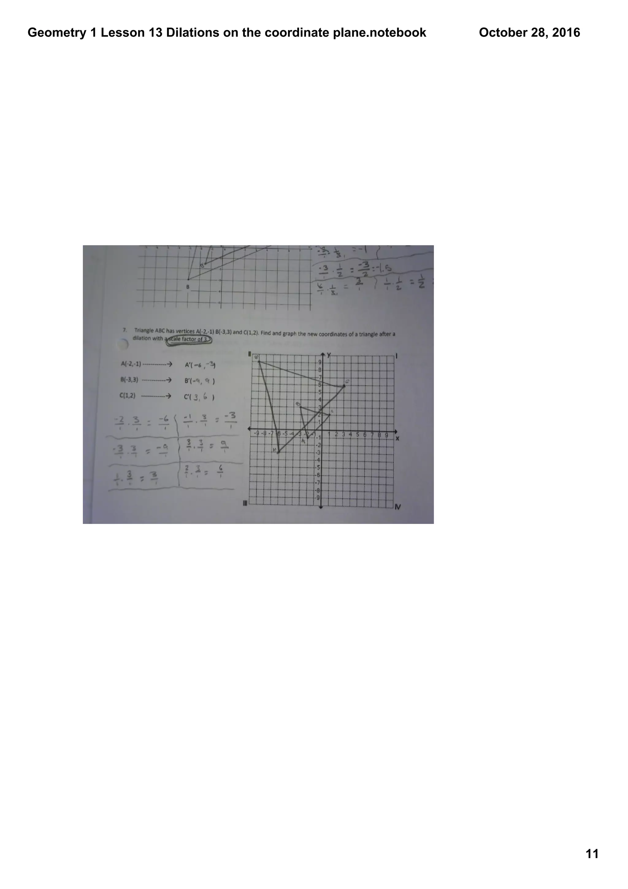 Geometry 1 lesson 13 dilations on the coordinate plane | PDF