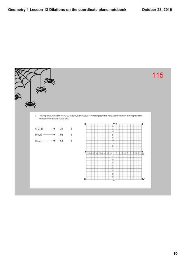 Geometry 1 lesson 13 dilations on the coordinate plane | PDF