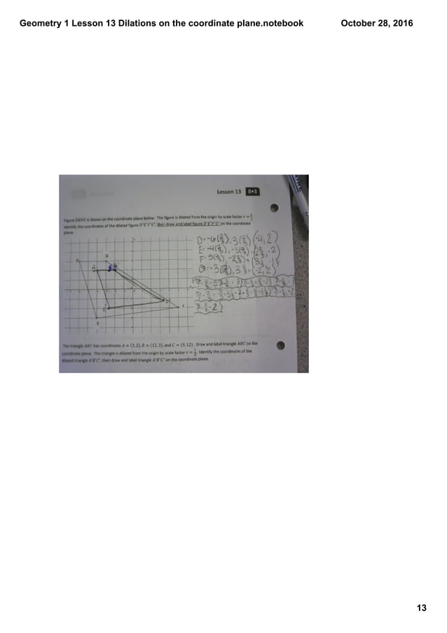 Geometry 1 lesson 13 dilations on the coordinate plane | PDF | Free ...