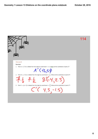 Geometry 1 lesson 13 dilations on the coordinate plane | PDF