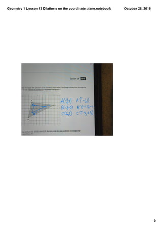 Geometry 1 lesson 13 dilations on the coordinate plane | PDF