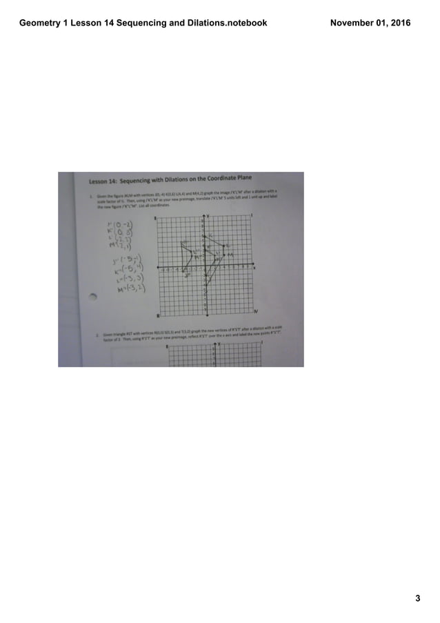Geometry 1 lesson 14 sequencing and dilations | PDF