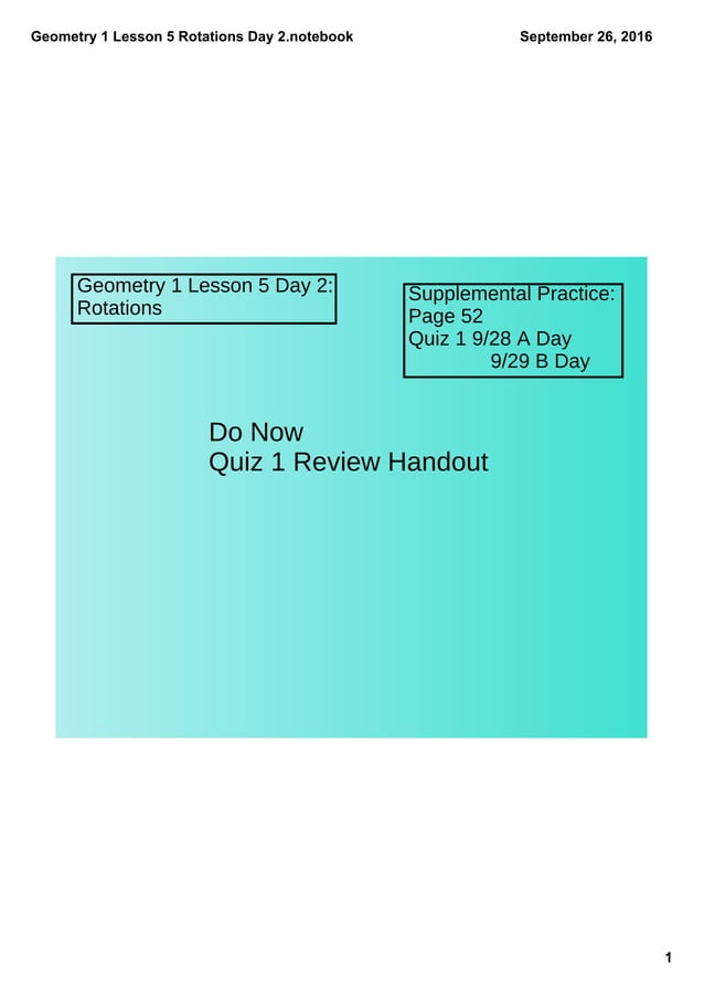 Geometry 1 lesson 5 rotations day 2 | PDF