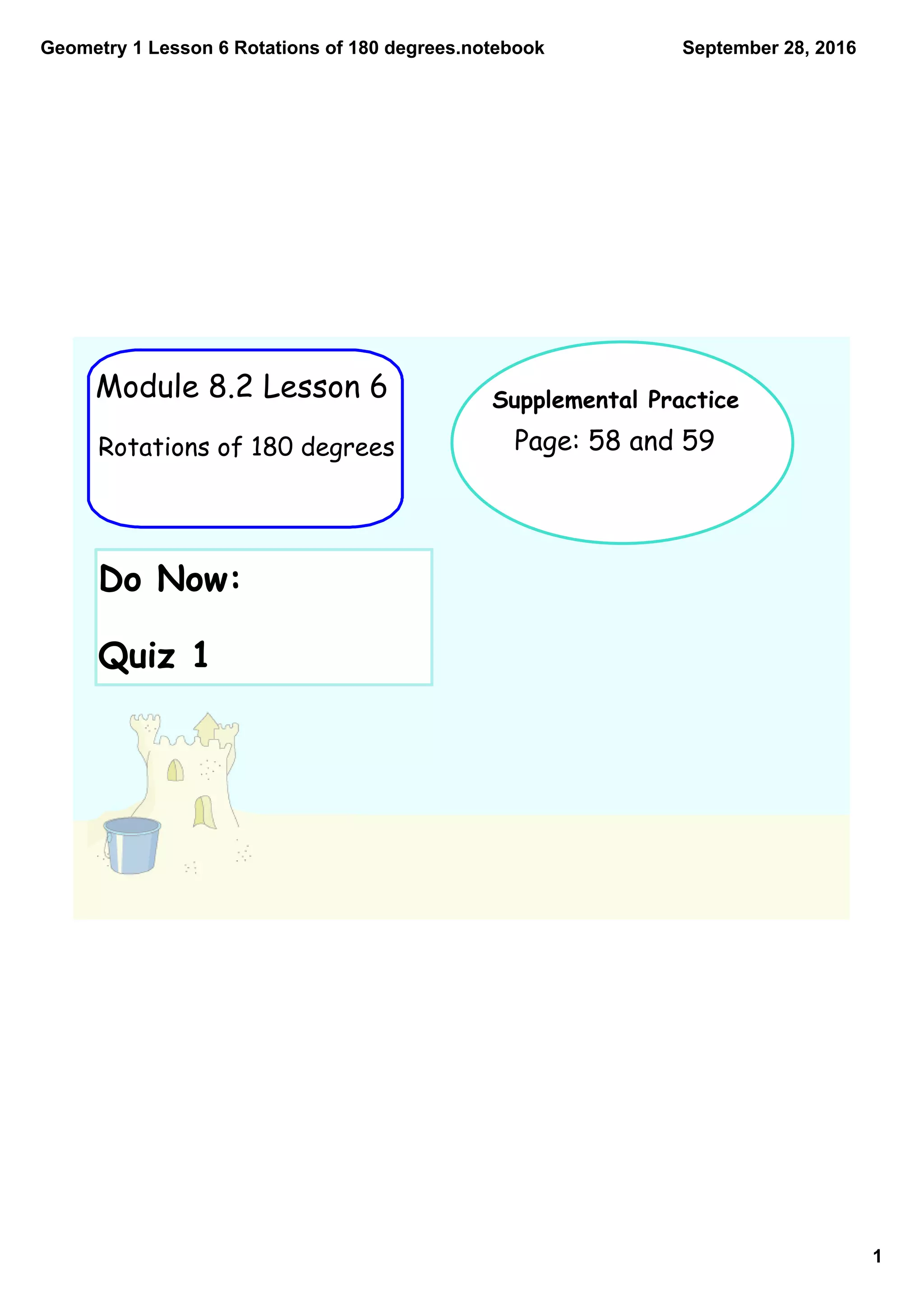 Geometry 1 lesson 6 rotations of 180 degrees | PDF