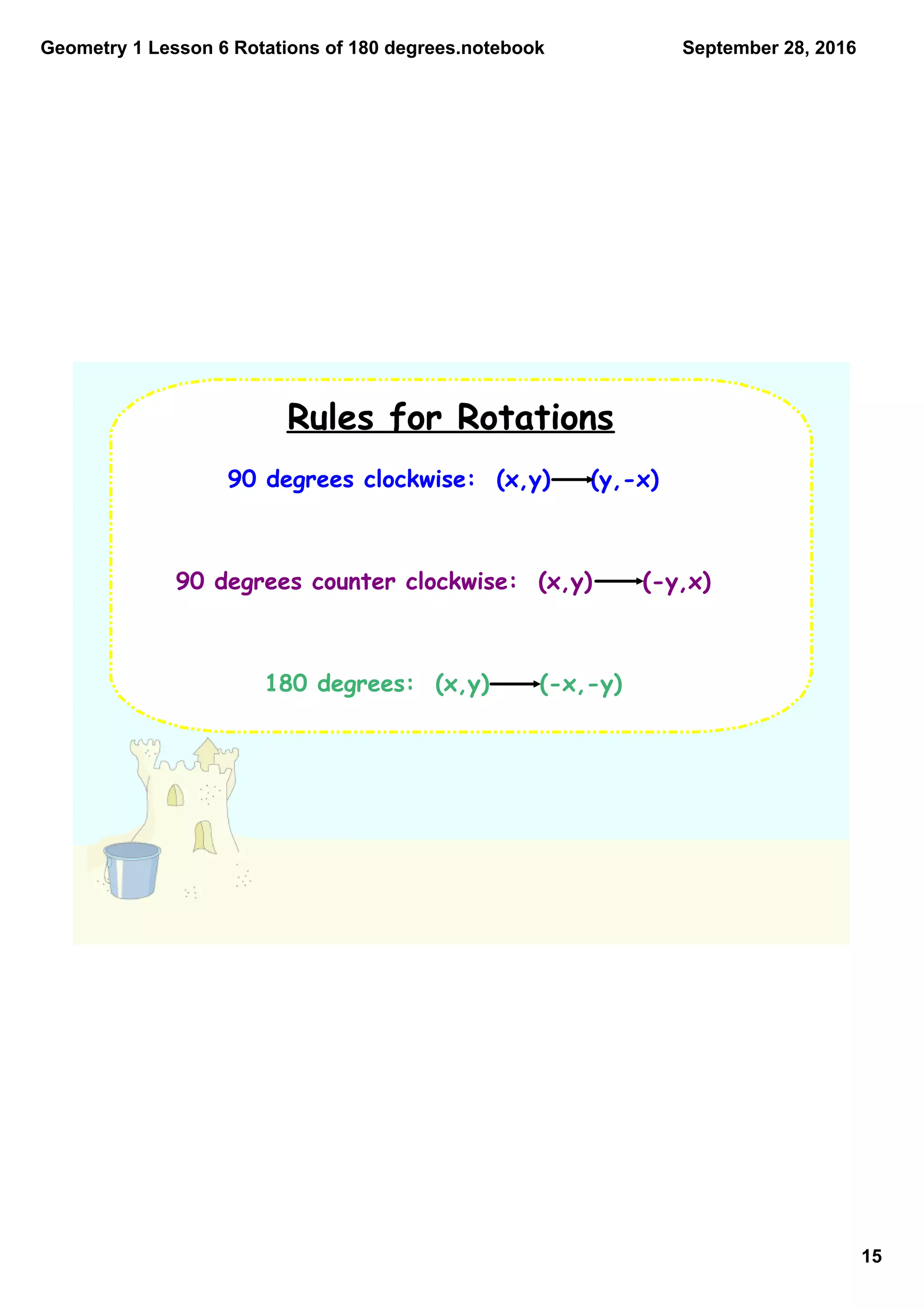 Geometry 1 lesson 6 rotations of 180 degrees | PDF