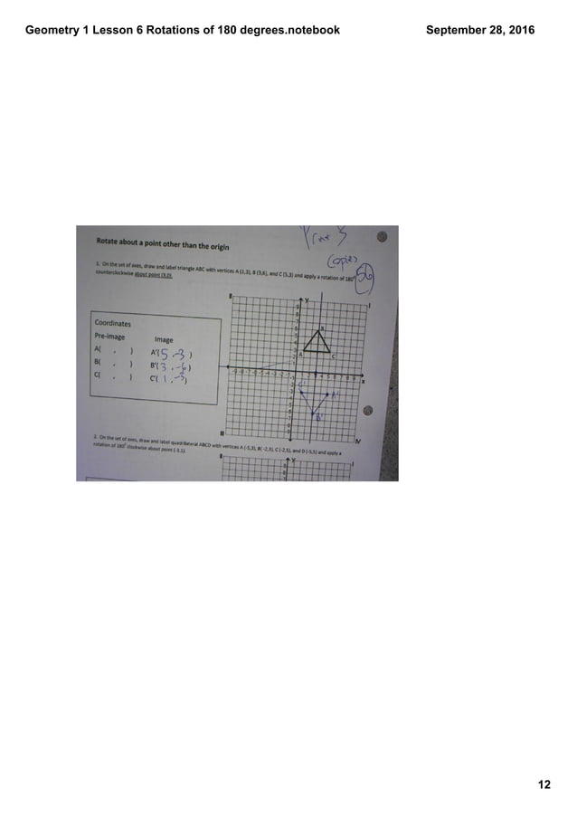 Geometry 1 lesson 6 rotations of 180 degrees | PDF